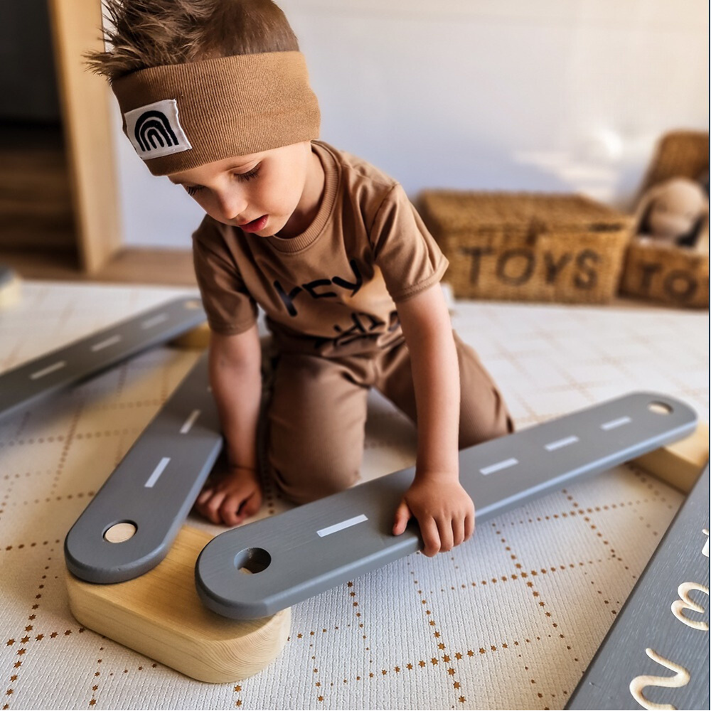 Medinė balansavimo platforma - sija - takelis (4 skirtingos spalvos ...